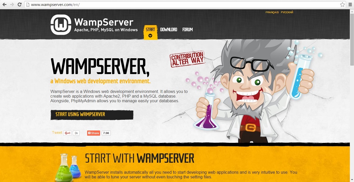 Wamserver website Homepage Screenshot.