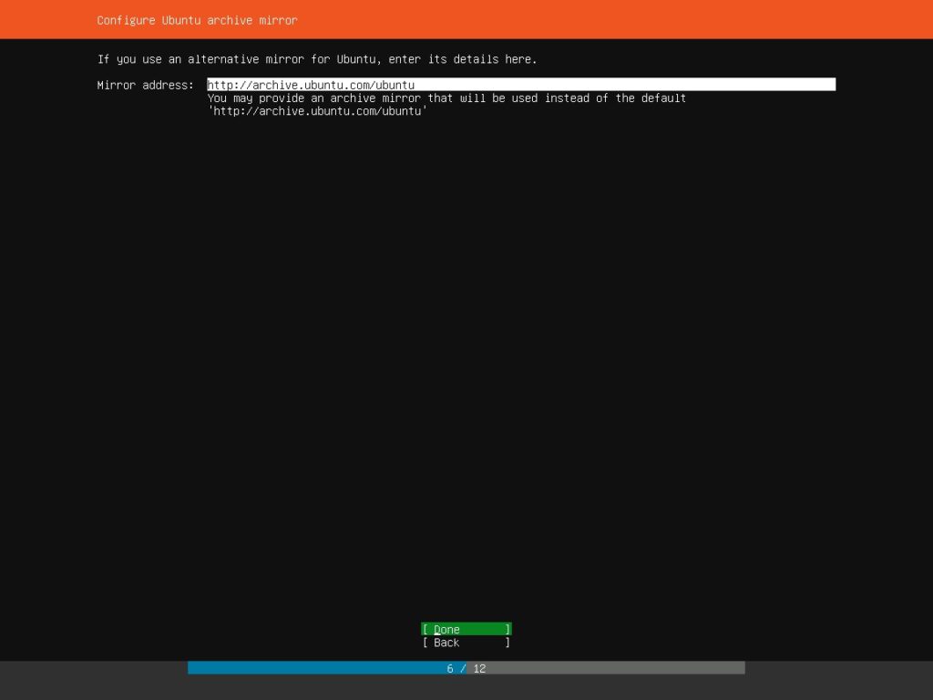Ubuntu Installation – Configure Ubuntu Archive Mirror Ubuntu Installation – Configure Ubuntu Archive Mirror